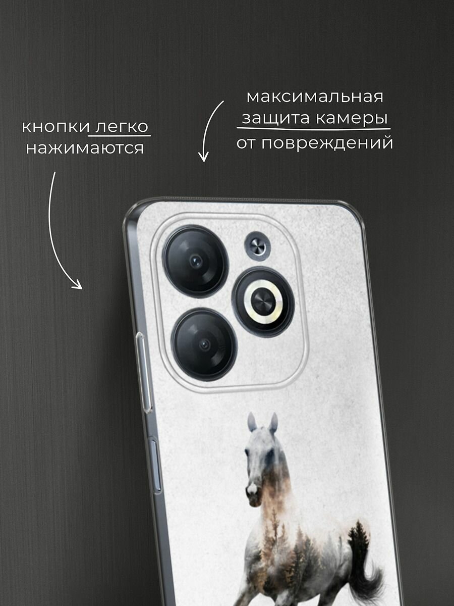 Чехол на Infinix Smart 8/8 HD/HOT 40i / Инфиникс Смарт 8/8 HD/HOT 40i с принтом "Лошадь лес" — фото 1