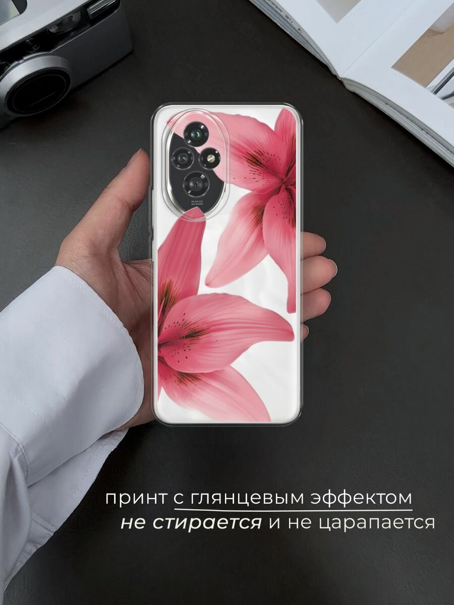 Чехол на Honor 200 / Хонор 200 с принтом "Pink flower" — фото 1
