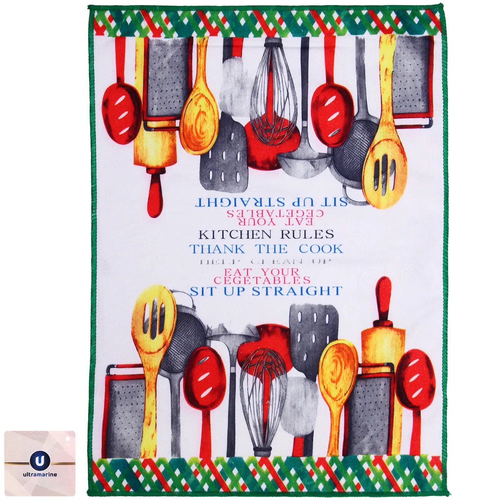 Полотенце кухонное «Kitchen - Посуда» 40x57 см, микрофибра 200 г/м², высокая впитываемость