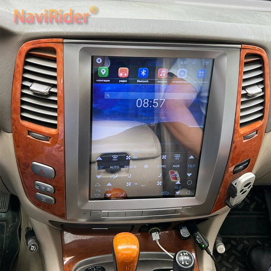 Экран Tesla Android Радио Авторадио для Toyta Land Crueser 100 2003 для Lexus LX470 GPS Carplay Мультимедийный видеоплеер 128 ГБ T600