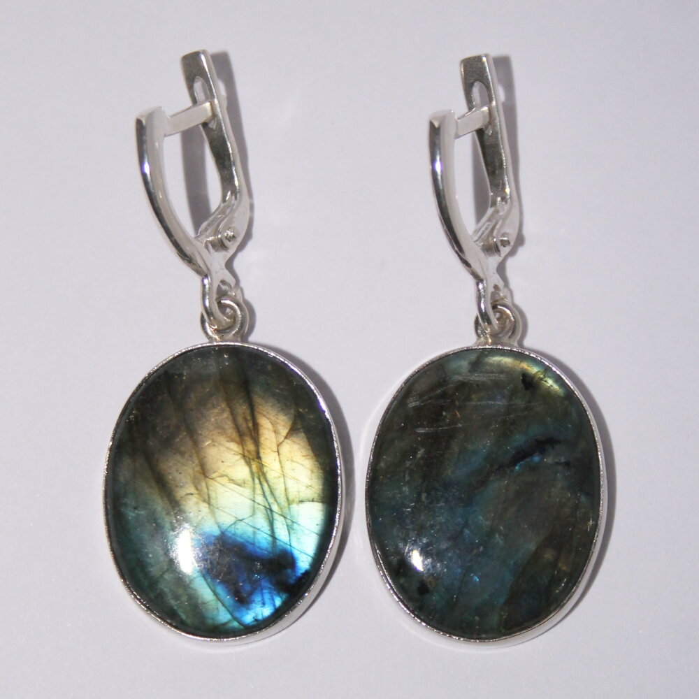 Серьги с подвесками, лабрадорит