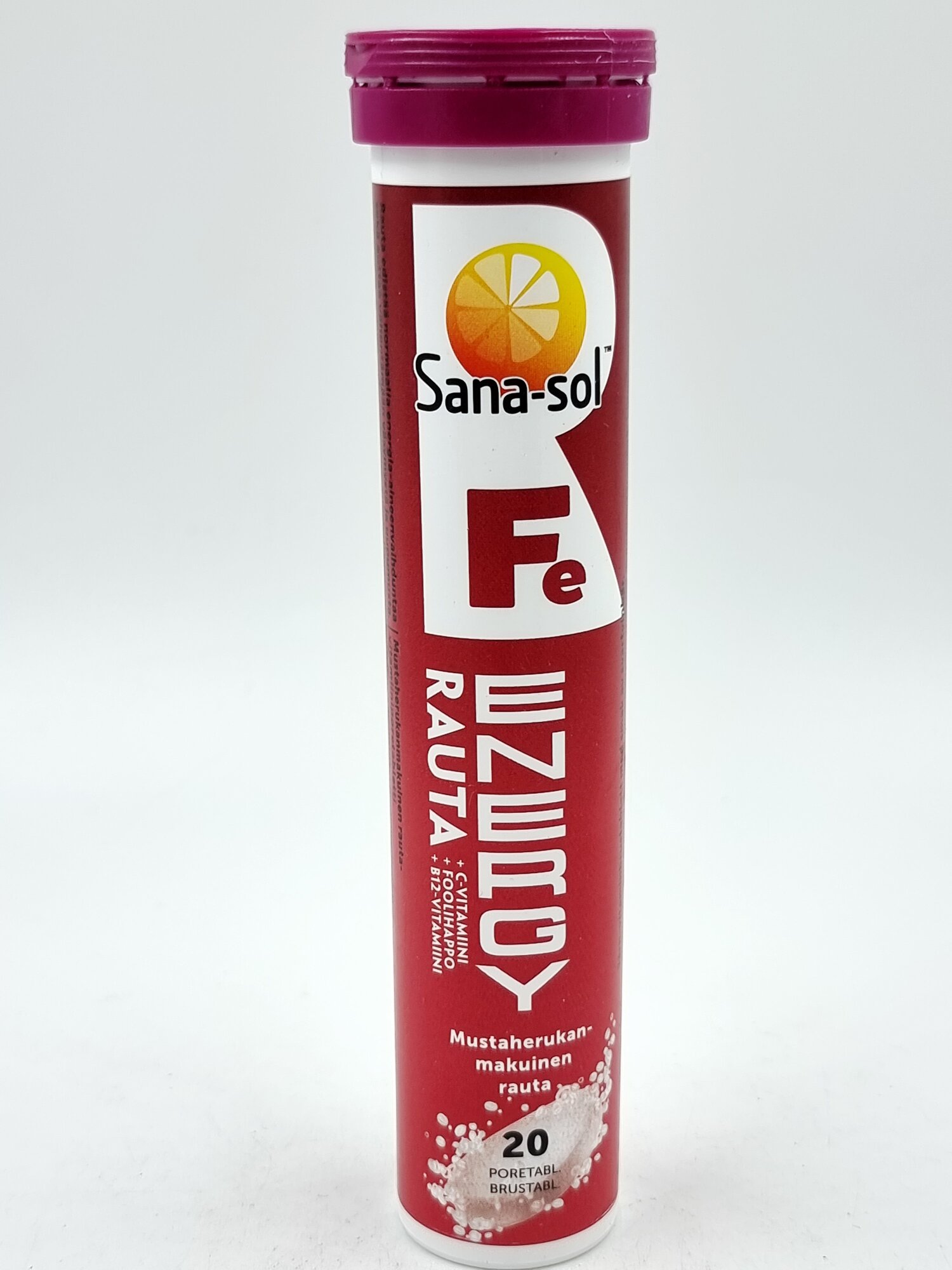 Sana-sol Шипучие железо- витаминные таблетки со вкусом черной смородины 20 шт (из Финляндии