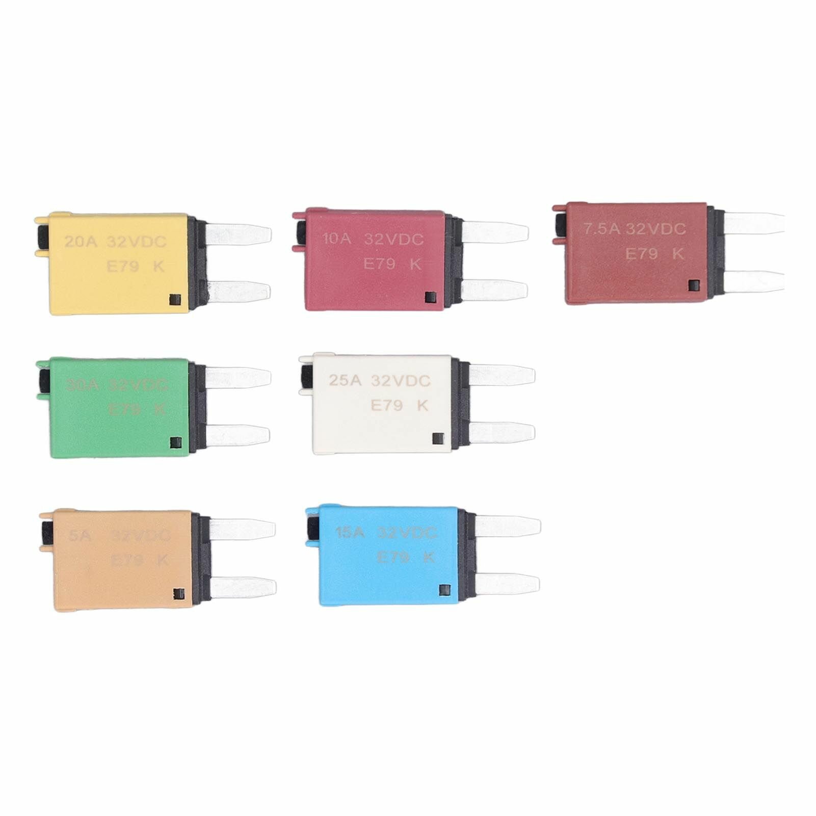 7 шт. вставной предохранитель, автоматический выключатель с ручным сбросом ATC ATO, защитный предохранитель 32 В постоянного тока 5A 7,5A 10A 15A 20A 25A 30A