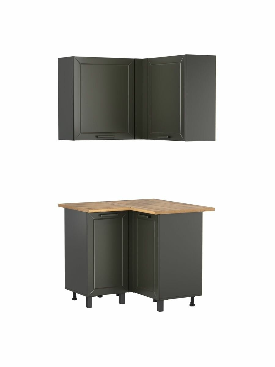 Кухонный гарнитур угловой Мадрид 1х1м МДФ диамант серый со столешницей