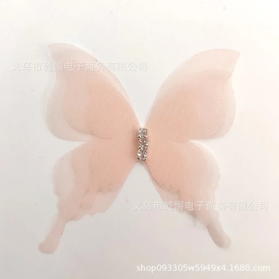 Набор аппликаций бабочек из органзы 10 шт. Розовый, orange