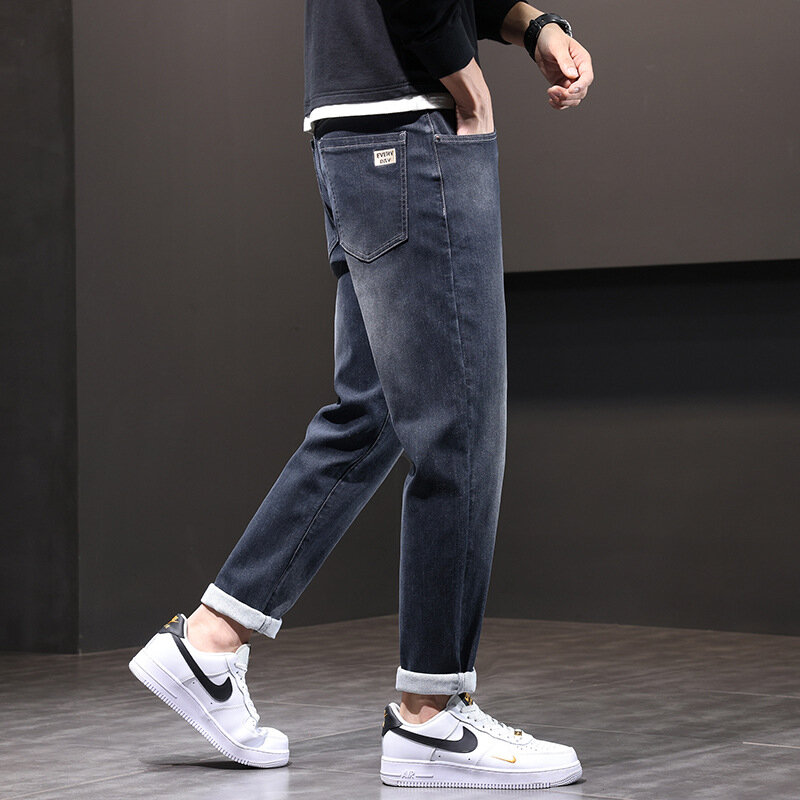 Охоты Брюки JYL Чистый цвет Повседн. джинсы муж. молодеж. япон. свободн. прямой Харун штаны муж. тренд. плус размер джинсыГрей/30