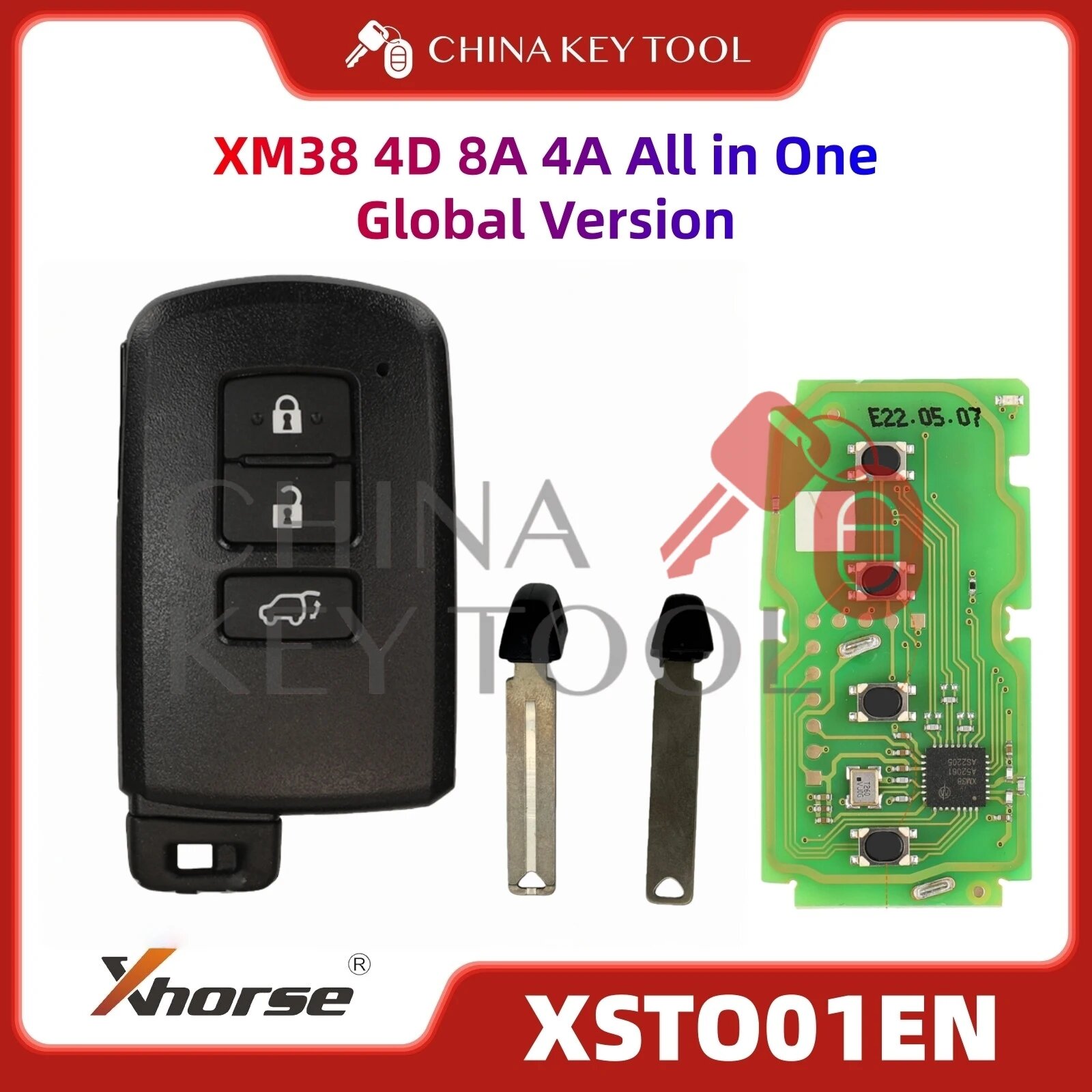 Xhorse XSTO01EN XM38 4D 8A 4A ключ для Toyota, 3 BUTTON SUV