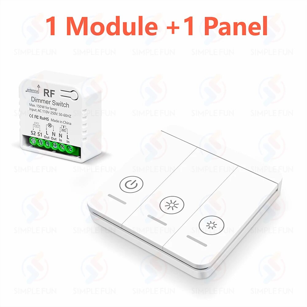 Беспроводной диммер SLMPLEFUN 433 МГц 1Receiver 1Panel