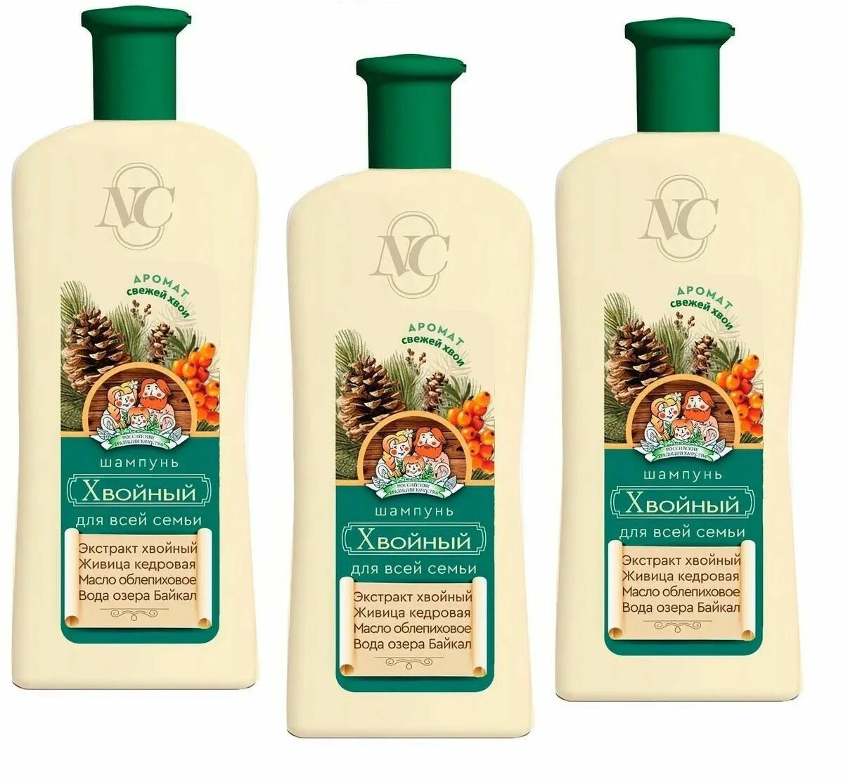 Шампунь для волос Невская Косметика Хвойный, для всей семьи 400мл, 3 шт.