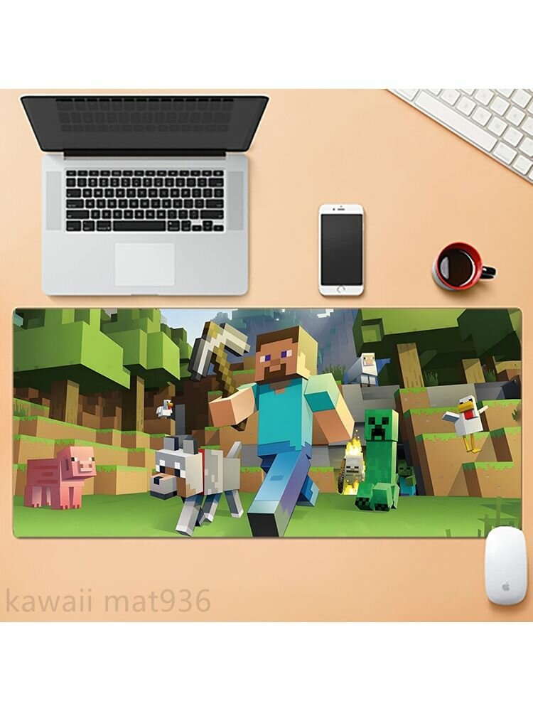 Minecraft Коврик для рабочего стола из аниме-мультфильма "Майнкрафт", клавиатура ноутбука, размер 40x90xxl