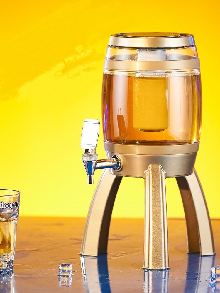 Эксклюзивная золотая бочка на 3 литра с краном и светодиодной подсветкой