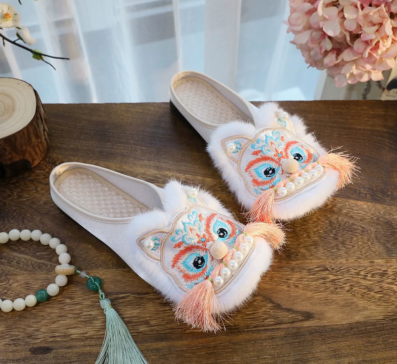 Модная тканевая обувь в этническом стиле, женские туфли Zapatos, осенне-зимняя 39, 7-slipper white