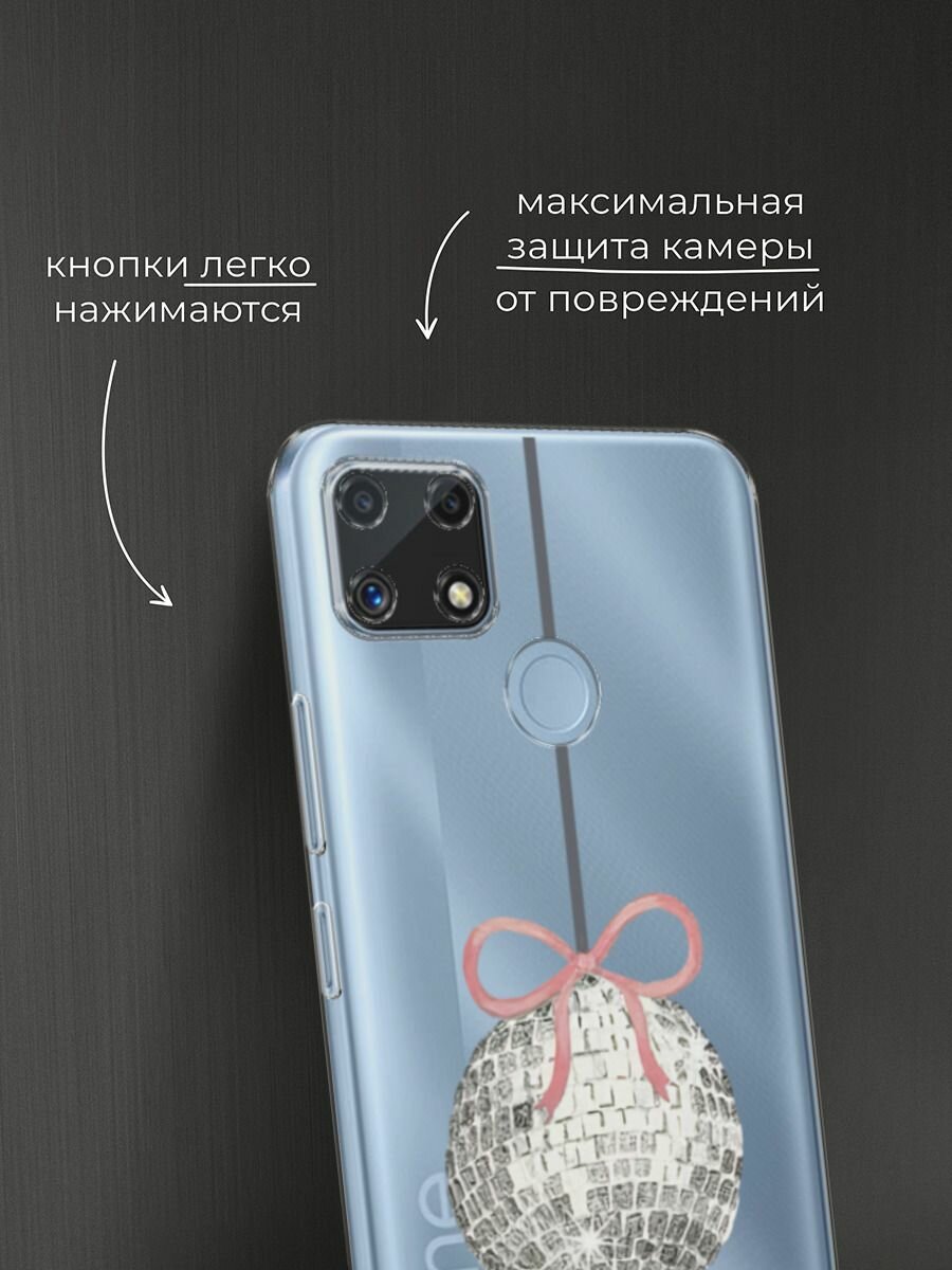 Чехол на Realme C25/C25s / Реалми С25/C25s с принтом Новогодний диско шар, прозрачный — фото 1