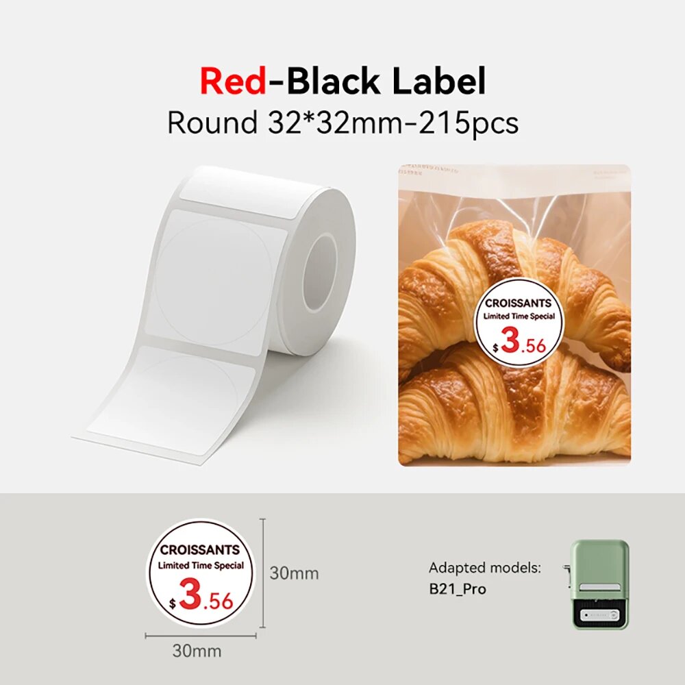 Двухцветные термоэтикетки для Niimbot B21 Pro 32mm Round