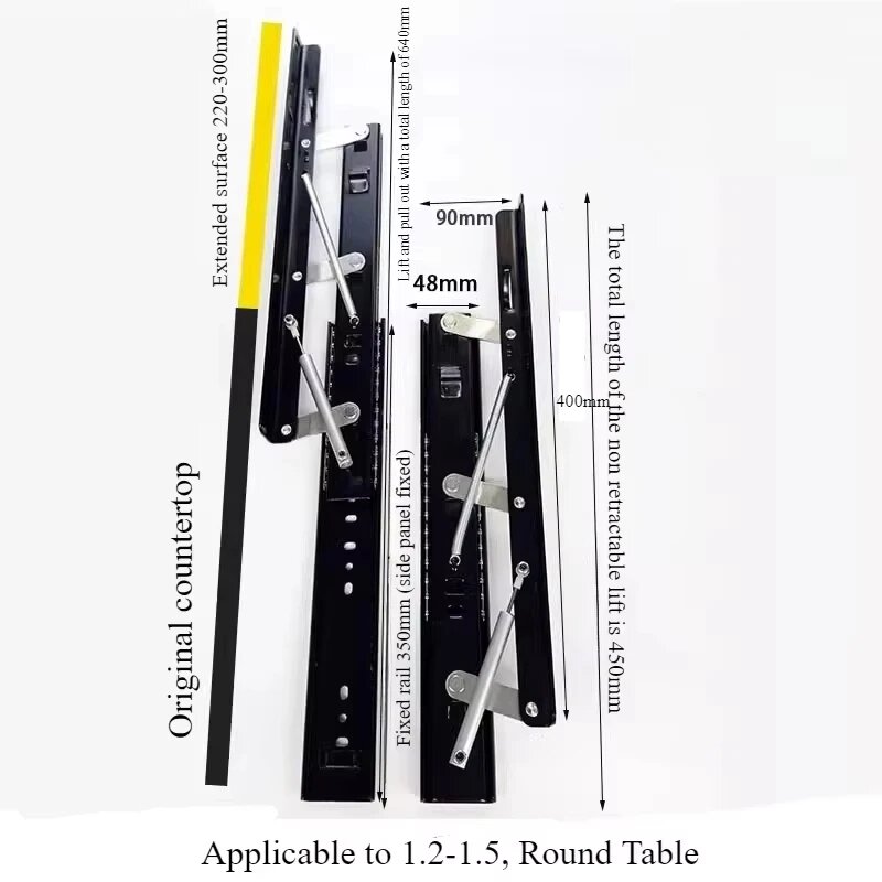 Направляющие для трансформации квадратного стола в круглый Black