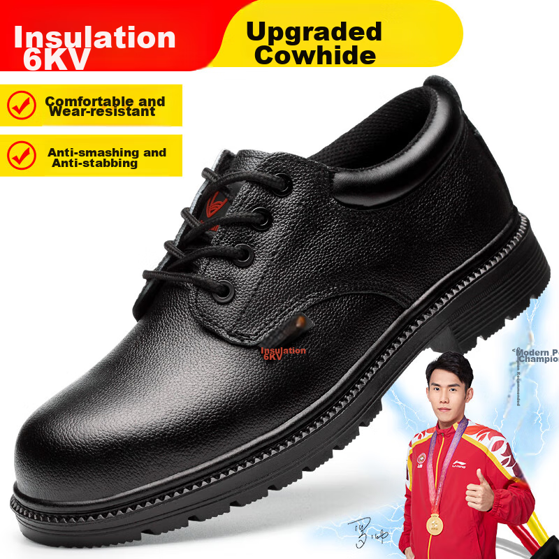 Blue Owl Shield Safety Shoes for Men, Insulated Electrician Breathable Anti-Smashing Toe Cap Anti-Puncture Work Non-Slip Safety Functional Shoes D8112N Size 40