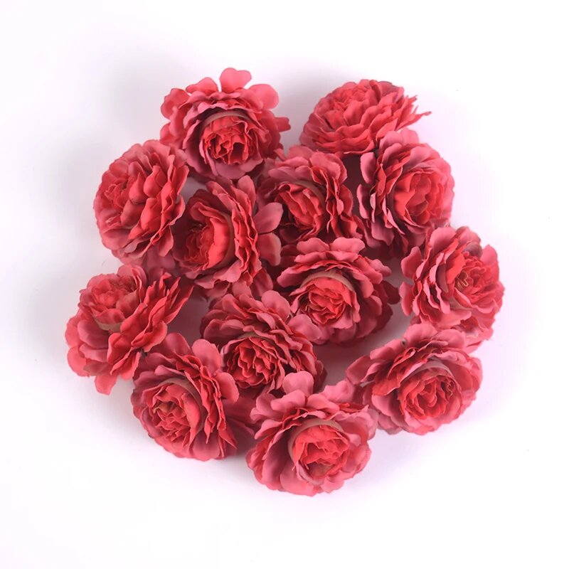 Бордовые искусственные розы, 50 шт.