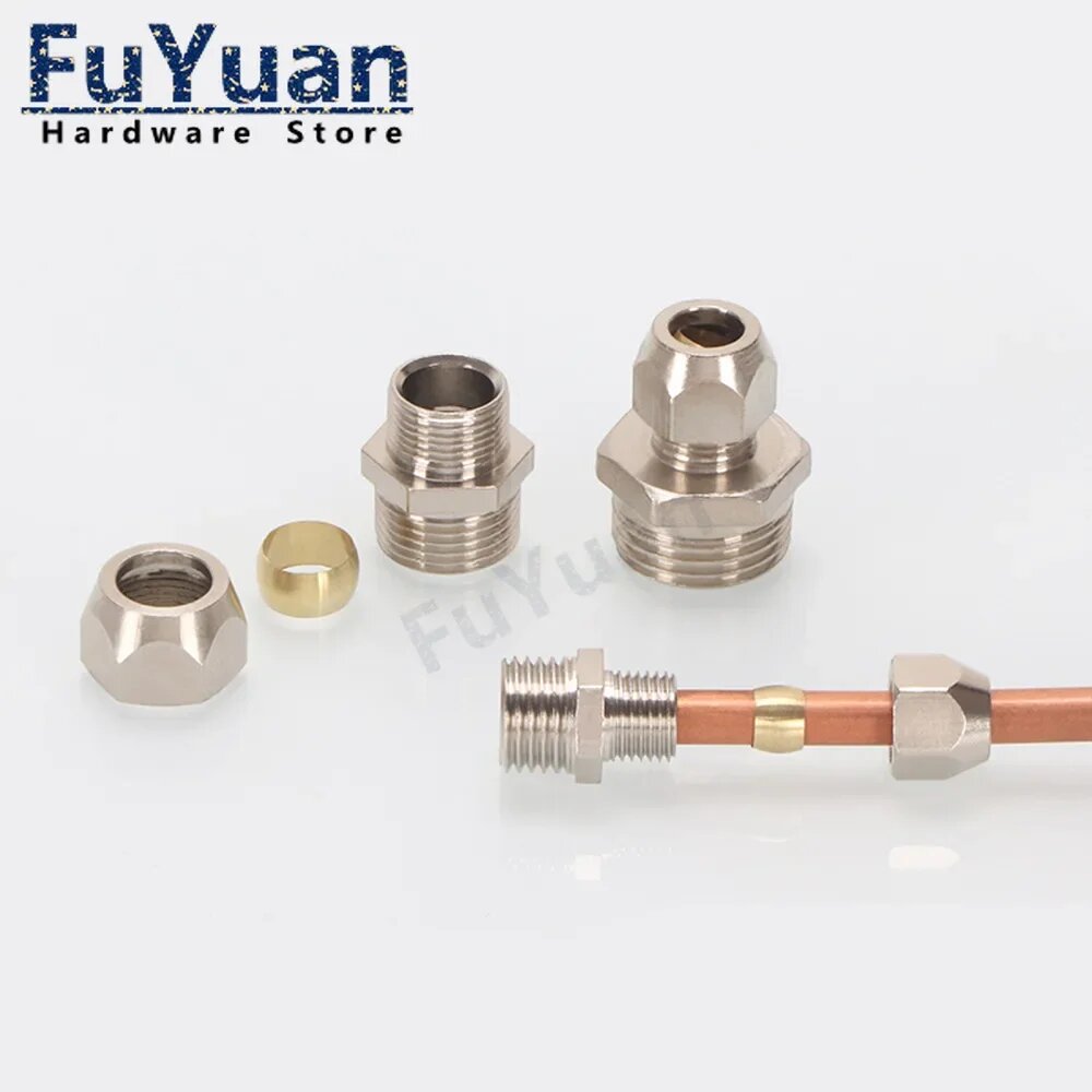Компрессионные фитинги из латуни, набор, 1/8"-1/2", 4-16 мм 1/4", OD tube 8mm