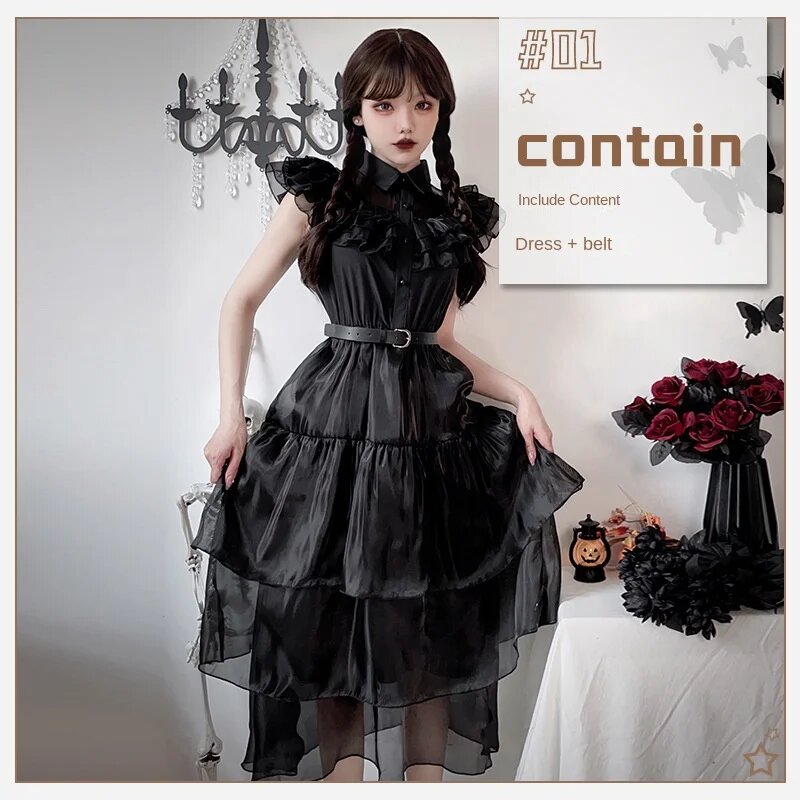 Костюм ведьмы для девочки Wednesday Addams XXXL, 2PCS