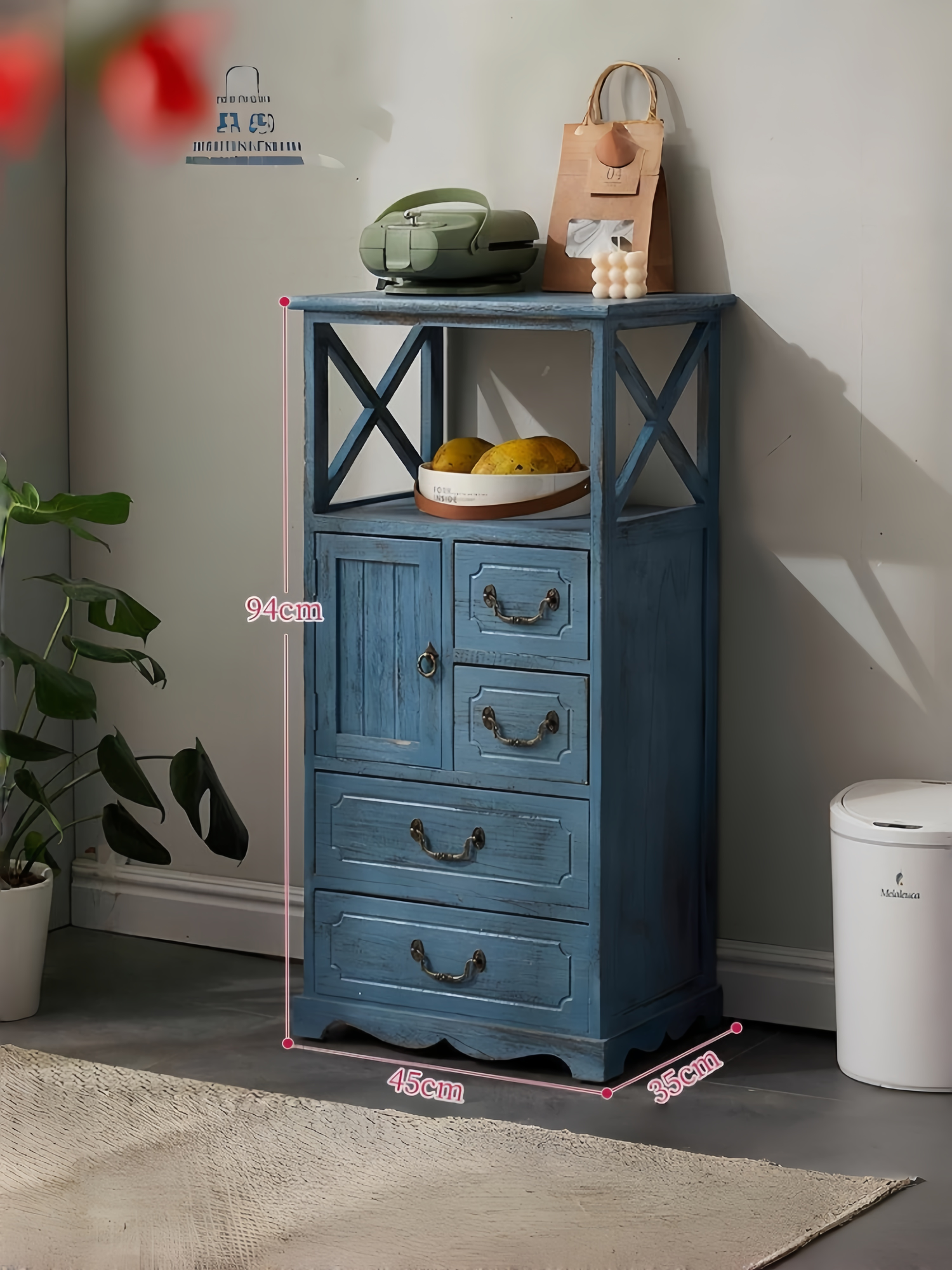 Комод из цельного дерева, простое хранение в стиле ретро, многослойный