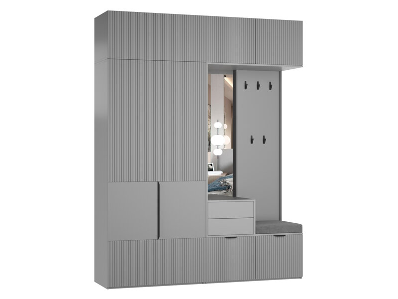 Прихожая в коридор "Тайлер 3" 180х240х50 Серый графит / Графит