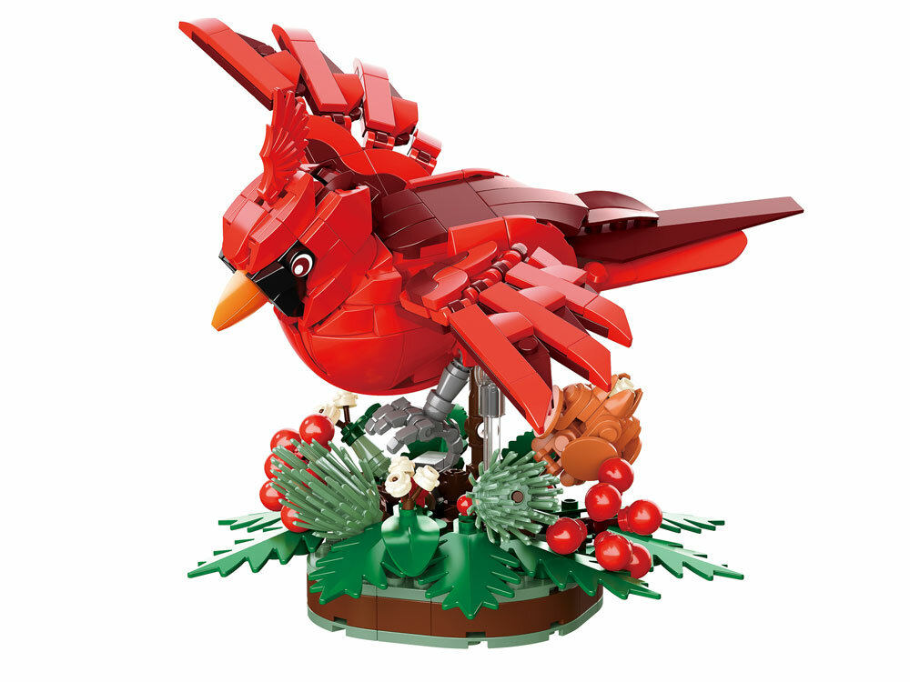 Конструктор JAKI KJ018 Конструктор Красный кардинал на ветке остролиста