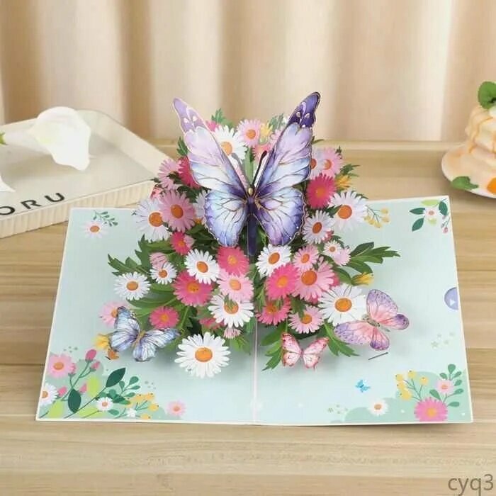 Подарок учителю, подруге, другу, девушке, парню объемная поздравительная открытка Бабочка