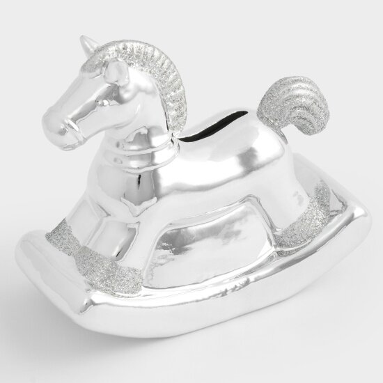 Копилка Anna Lafarg Horse Лошадка-качалка 13 см, фарфор, серебристый (ANLAF-XIAJIA-160425)