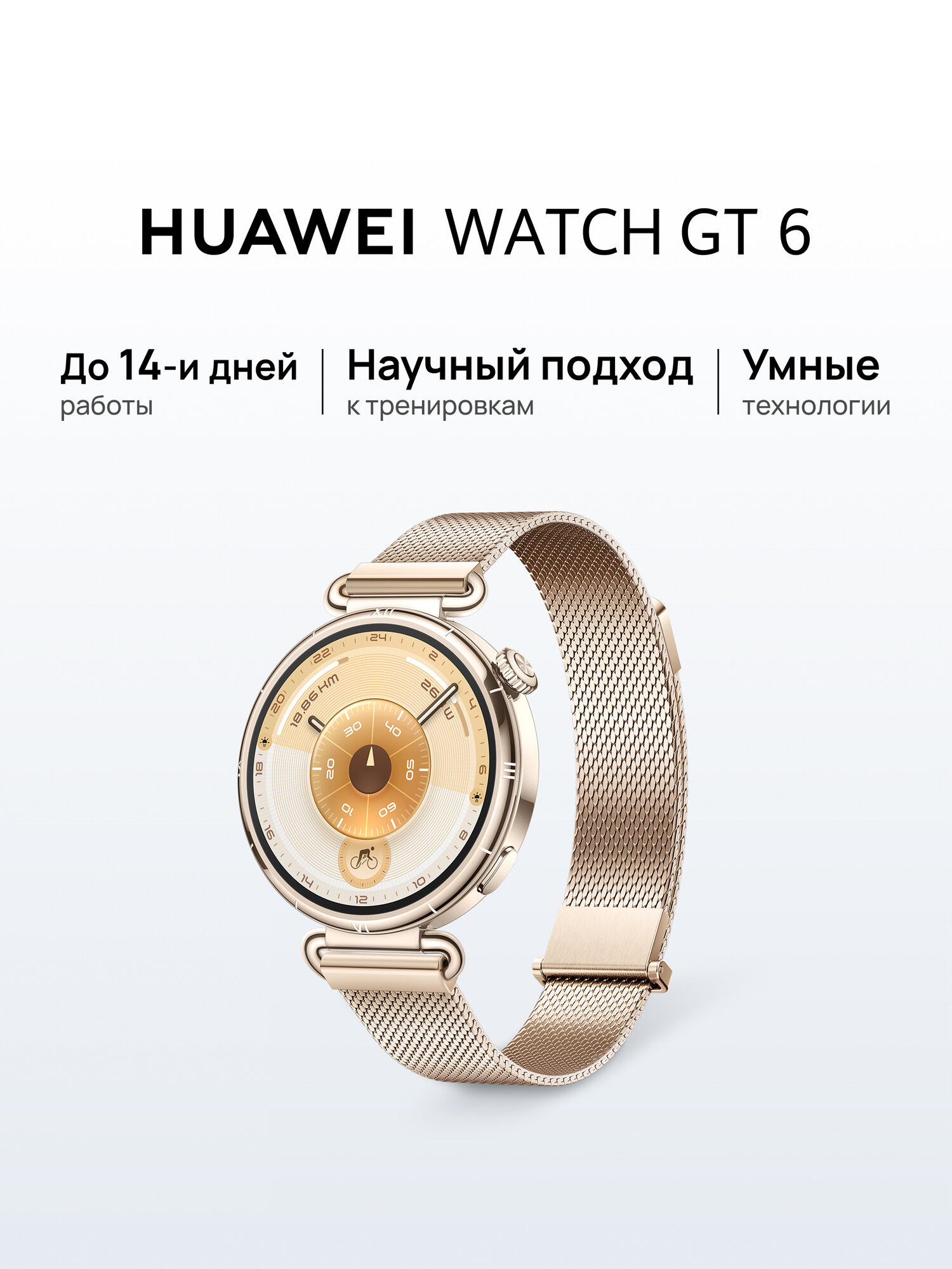 Смарт часы HUAWEI WATCH GT 6 41 мм Золотой, AMOLED экран 1,32'