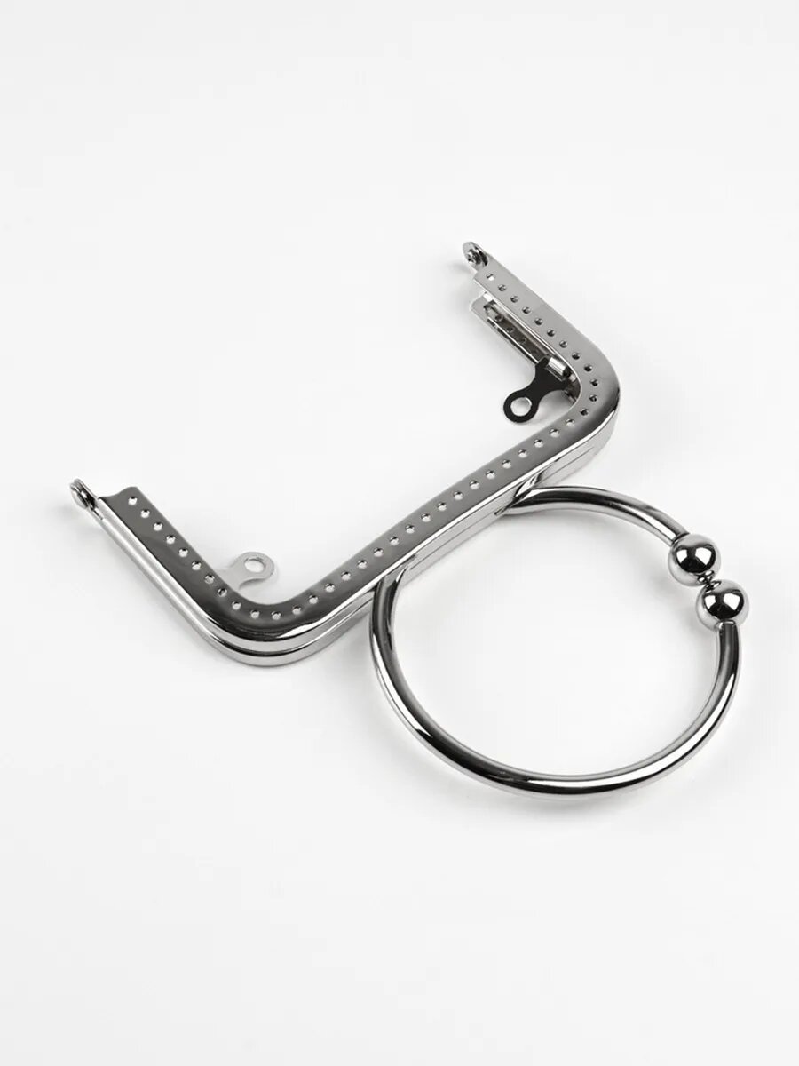 Фермуар пришивной, 12.5×7.5 см, с ручкой d=7.5×9 см, цвет се