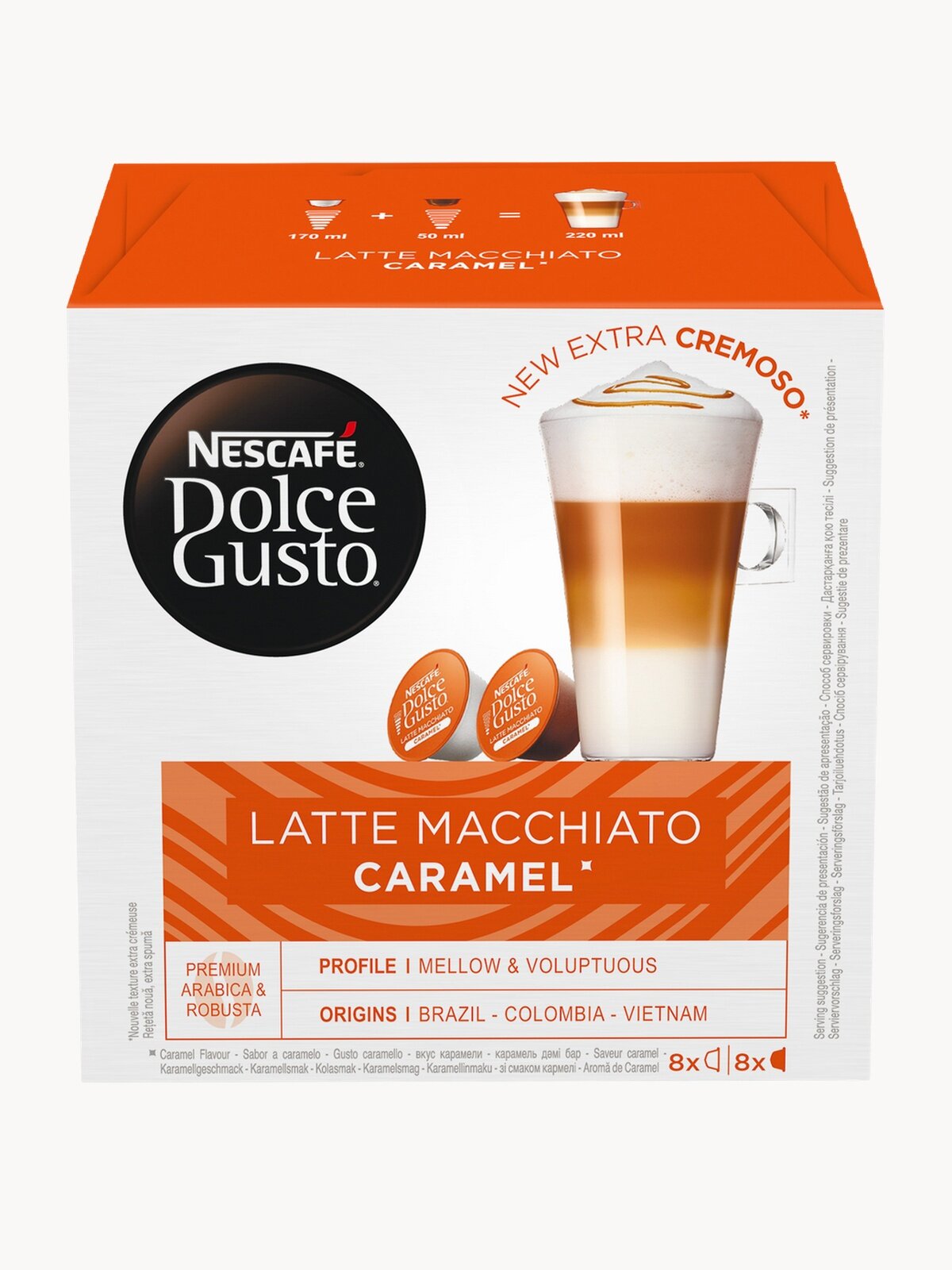 Кофе в капсулах Nescafe Dolce Gusto Latte Macchiato Caramel, 48 капсул (3 уп), оригинал
