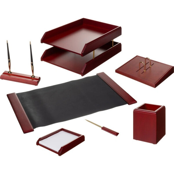 Настольный набор для руководителя NoName M7C-7A, 7 предметов, двойной лоток, красное дерево