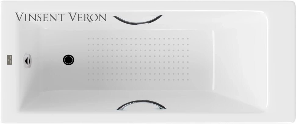 Ванна чугунная Vinsent Veron Tampa VTP1707042H/E60327CH-AS 170x70 см, с ручками, антискользящим покрытием, белый