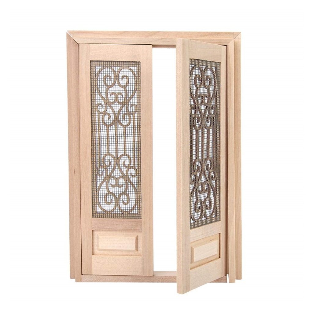 Классические кукольные домики 1/12, миниатюрная дверь с двойной перегородкой, неокрашенная мебельная фигурка для кукольных домиков, обстановка для гостиной