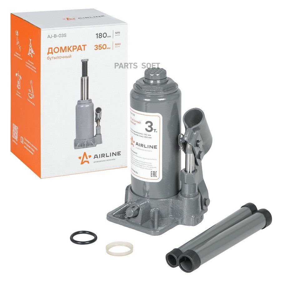 Домкрат бутылочный 3т 180-350мм (AJ-B-03S) от официального дистрибьютора, AIRLINE, артикул AJB03S