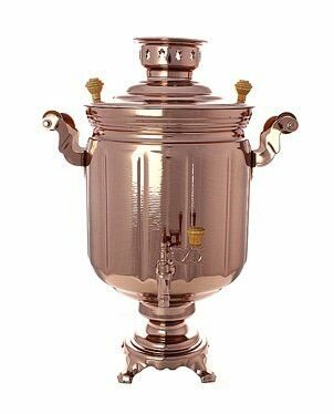 Электрический самовар 10 литров под медь латунный с гранями