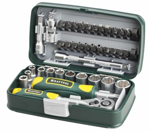 Набор головок и бит Kraftool 5.5-14 мм 1/4" 38 предметов (27970-H38)