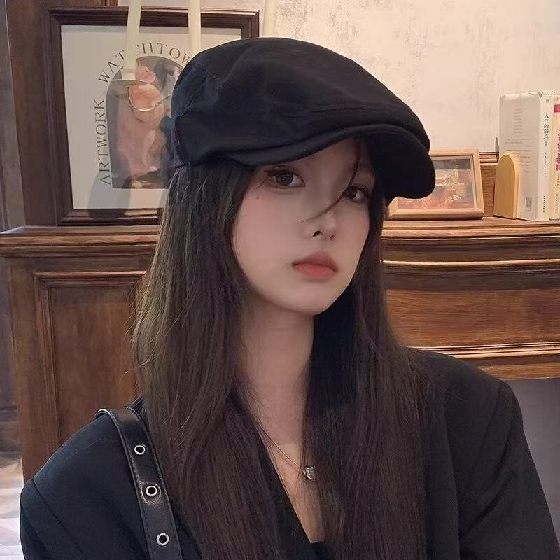 Коричневый замшевый берет Майяра, женский осенне-зимний универсальный ретро-берет с открытой шляпой газетчика, шляпа с большой окружностью головы