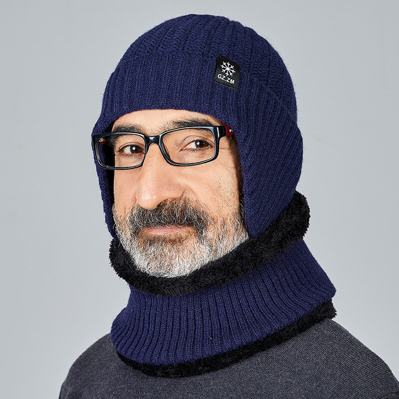 Зимняя шапка для мужчин среднего и пожилого возраста, зимняя плюс бархатная для сохранения тепла, утолщенная защита ушей, вязаная шерстяная шапка для папы и дедушки.