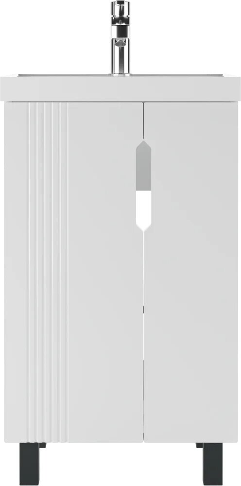 Тумба с раковиной Айсберг Марта 50 напольная, 50 см, из МДФ, из камня, белая, прямоугольная, в современном стиле