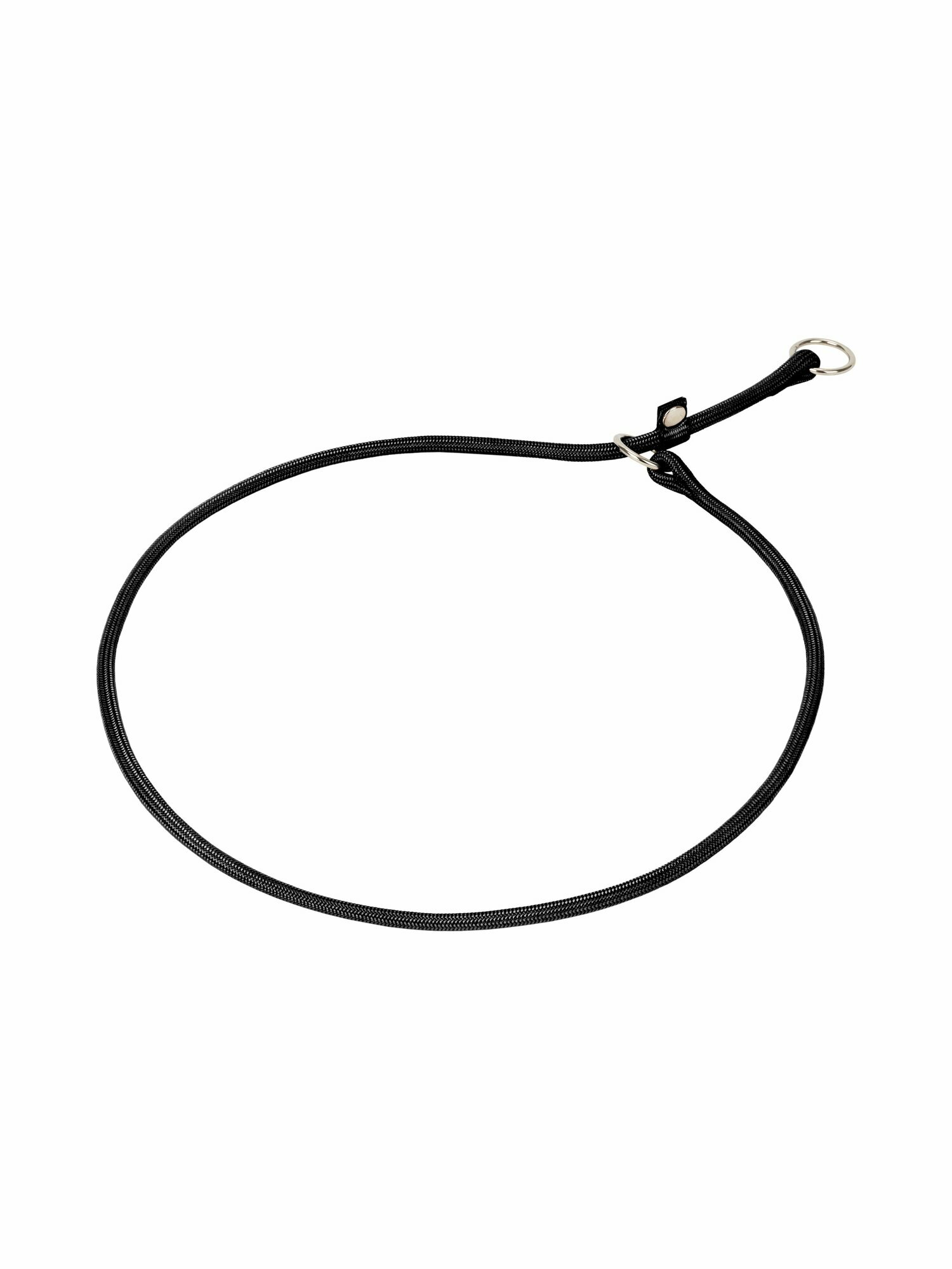 Ошейник-удавка для средних и крупных собак, с двумя кольцами, шнур 6мм, обхват шеи до 75см, чёрный, ZooOne, 76-2263