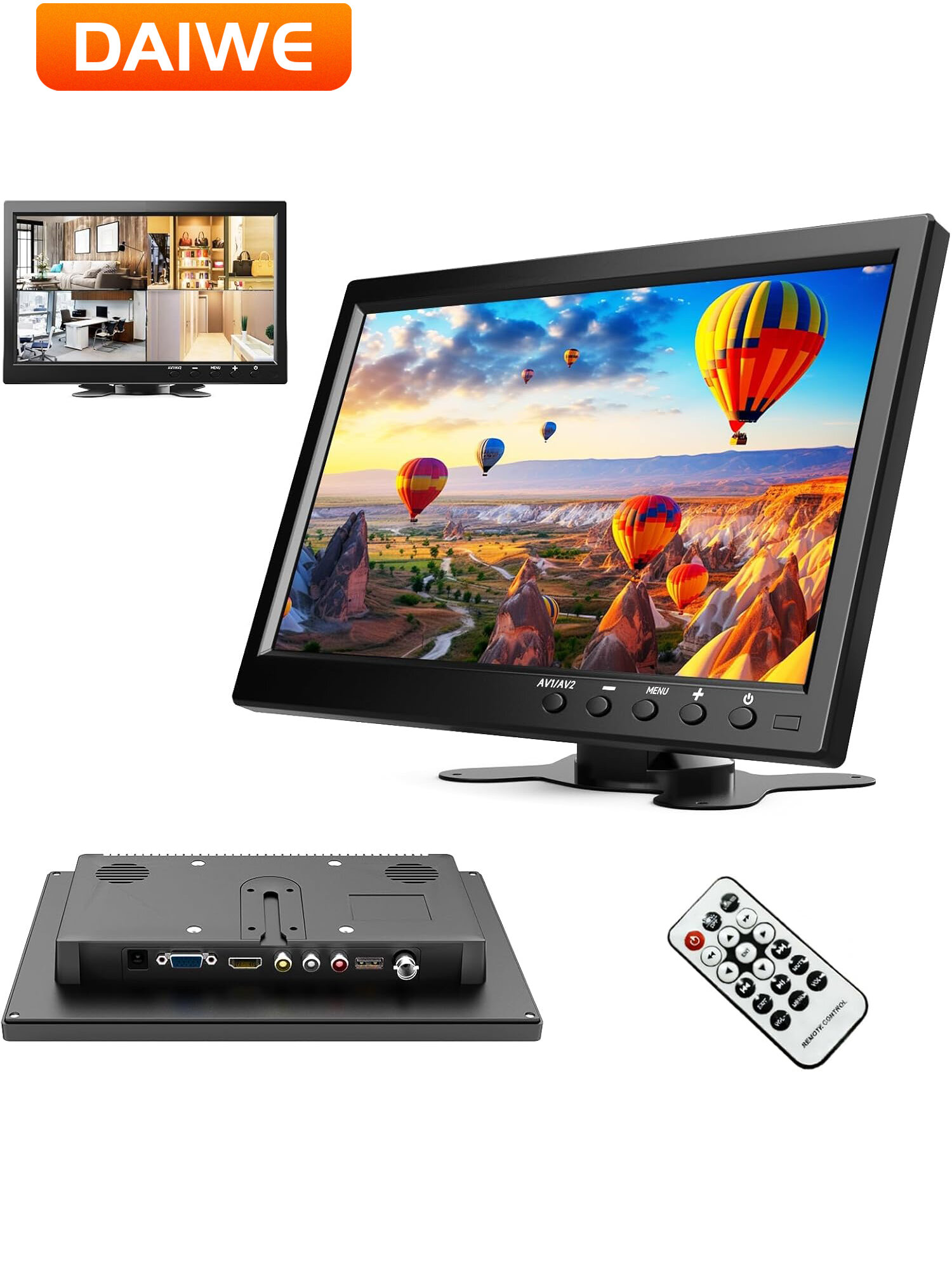 10,1" HD автомобильный дисплей, четкое изображение, для камеры заднего вида, универсальный.