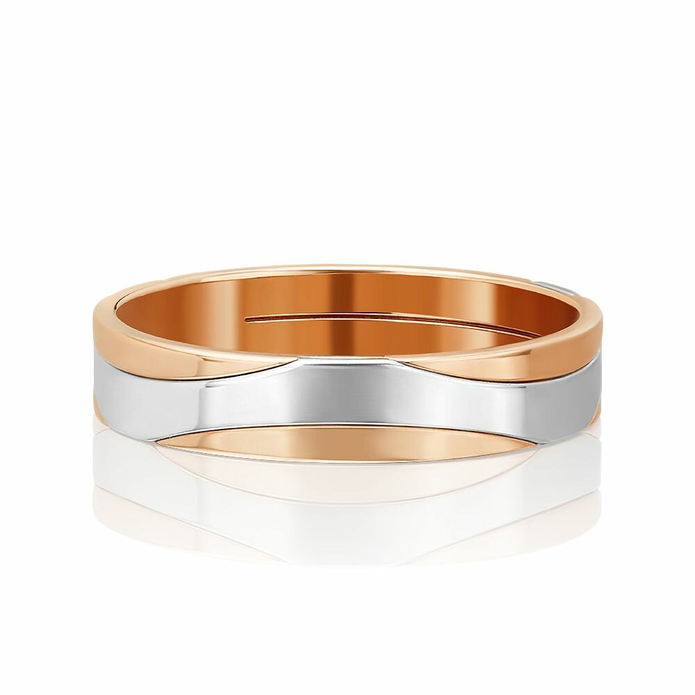 Кольцо обручальное, комбинированное золото, 585 проба, родирование