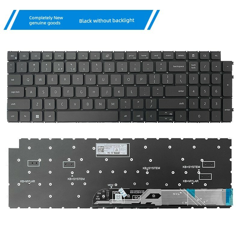 Подходит для клавиатуры DELL Vostro 15 3510 3515 3520 3525 5510 5515 P106F Новый, оригинальный, черный, без подсветки.