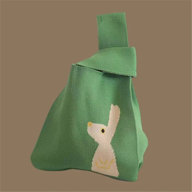 Женская вязаная маленькая сумочка ручной работы, повседневная сумка на запястье, многоразовая студенческая мини-сумка для покупок, подходящая для ежедневного использования на улице