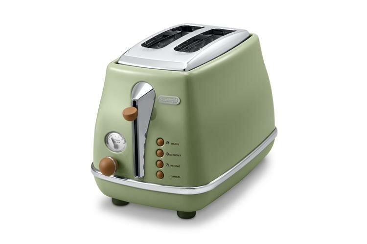 Тостеры DeLonghi, olive green, стильный дизайн, компактный размер