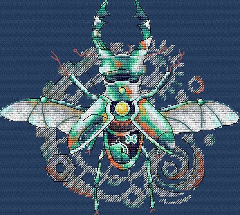 Вышивка на одежду набор Жар-птица (МП-студия), "Жук", 18х20 см, Насекомые