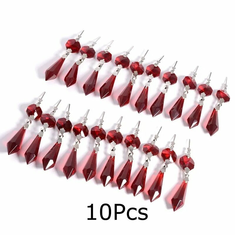 Подвеска из прозрачных бусин восьмиугольной формы для люстры, Подвесное украшение для свадьбы и дома,37 мм, 10 штук