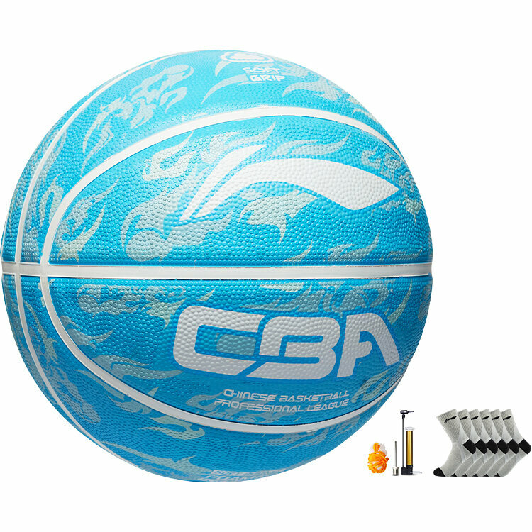 Баскетбольный мяч детский LiNing Outdoor, синий, размер 5, резиновый, цвет light blue