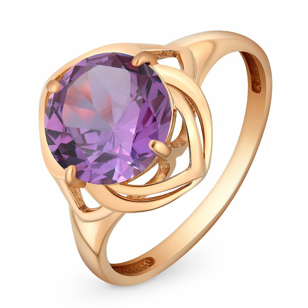 Кольцо, красное золото, 585 проба, александрит синтетический